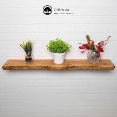 Live Edge Rustic Floating Shelf made from Solid Wood, Industrial Chunky ...