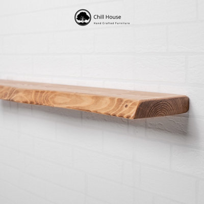 Live Edge Rustic Floating Shelf made from Solid Wood, Industrial Chunky ...