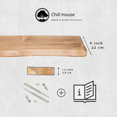 Live Edge Rustic Floating Shelf made from Solid Wood, Industrial Chunky ...