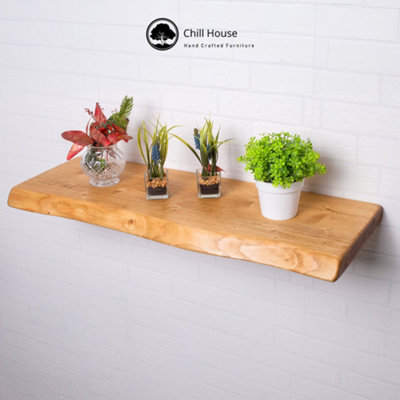 Live Edge Rustic Floating Shelf Solid Wood, Wayne Edge Chunky Old Slab ...