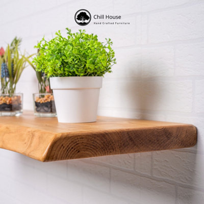 Live Edge Rustic Floating Shelf Solid Wood, Wayne Edge Chunky Old Slab ...