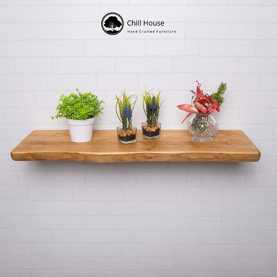 Live Edge Rustic Floating Shelf Solid Wood, Wayne Edge Chunky Old Slab ...