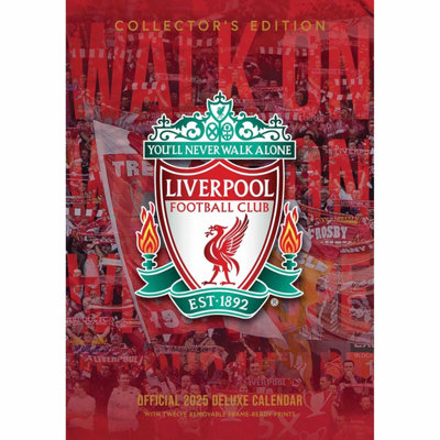 LIVERPOOL FC COLLECTORS EDITION DELUXE 2025 WALL CALENDAR RED/WHITE ...