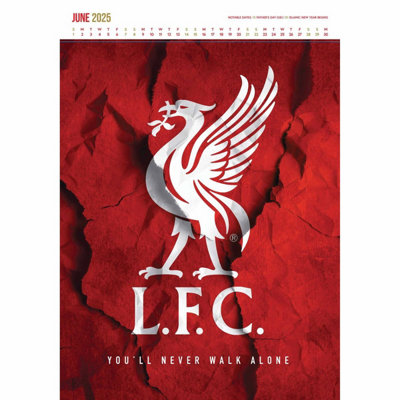 LIVERPOOL FC COLLECTORS EDITION DELUXE 2025 WALL CALENDAR RED/WHITE ...
