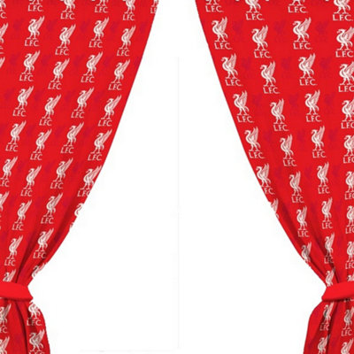 Liverpool FC Crest Pattern Curtains Red (One Size) | DIY at B&Q