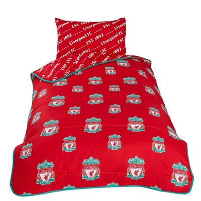 Liverpool FC Crest Reversible Duvet Set Red/Green/White (Single) | DIY at B&Q