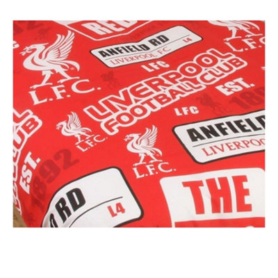 Liverpool FC Patch Single Duvet Cover And Pillow Case Set Red (One Size)