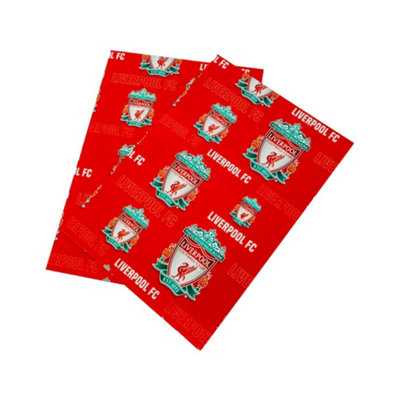 Liverpool FC Text Gift Wrap Sheets (Pack of 2) Red (70cm x 50cm)