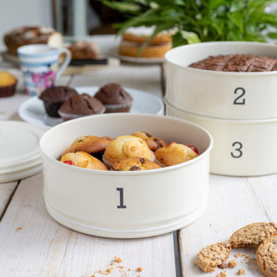 Living Nostalgia Traditonal Style 3 Tier Airtight Cake Tin Set -Antique ...