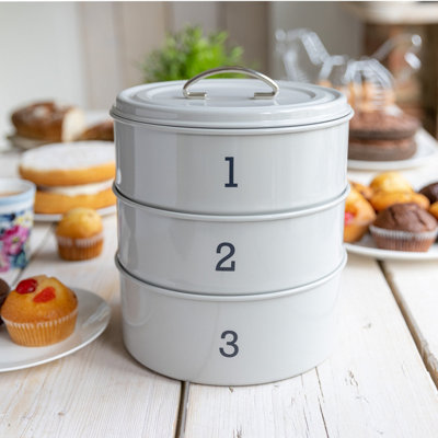 Living Nostalgia Traditonal Style 3 Tier Airtight Cake Tin Set -French ...