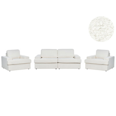 Living Room Set 5 Seater ALLA Boucle Off-White