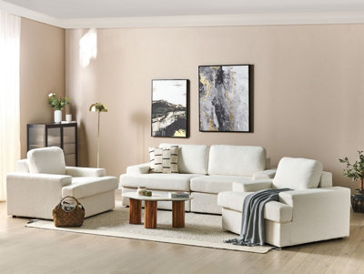 Living Room Set 5 Seater ALLA Boucle Off-White