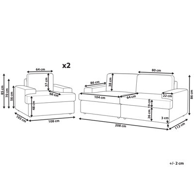 Living Room Set 5 Seater ALLA Boucle Off-White