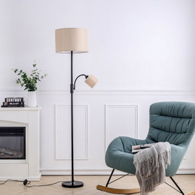 Livingandhome 2 Light Floor Standing Lamp Floor Light with Adjustable ...