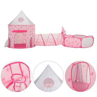 Livingandhome 3 in 1 Pink Kids Play Tent Pop up Rocket Tent Teepee ...