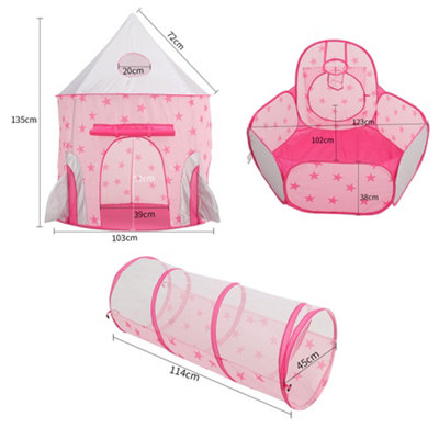 Livingandhome 3 in 1 Pink Kids Play Tent Pop up Rocket Tent Teepee ...