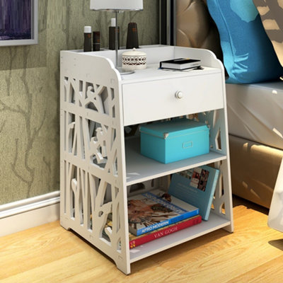 Livingandhome 3 Tier Hollow Bird Pattern Bedside Table Nightstand with ...