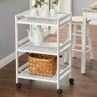 Livingandhome 3 Tier Rustic Style Kitchen Trolley with Wheels | DIY at B&Q