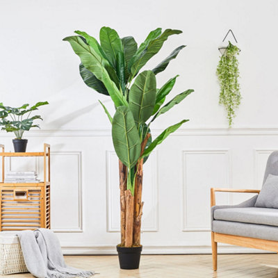 Livingandhome 3 Trunk Artificial Banana Tree Fake Plant Indoor Plant in ...