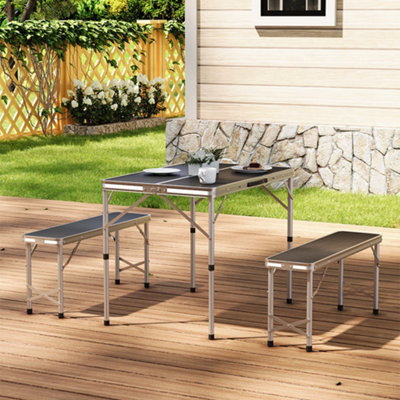Livingandhome 3Pcs Aluminum Portable Folding Garden Camping Table and ...