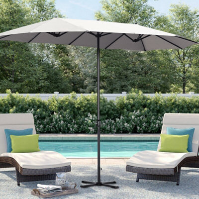 Livingandhome 4.6M Garden Outdoor Double Sided Parasol Umbrella Patio ...