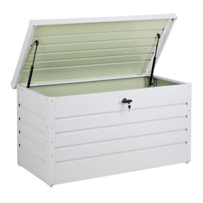 Livingandhome 4 x 2 ft White Steel Waterproof Garden Storage Box Flat ...