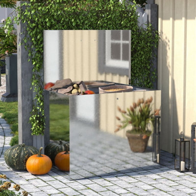 Livingandhome 64L Large Galvanized Metal Outdoor Feed Storage Bin with ...