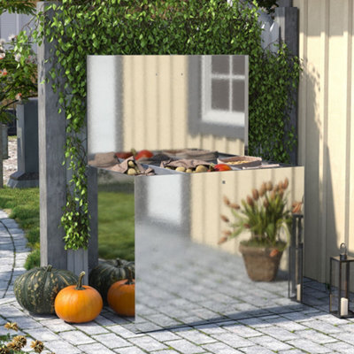 Livingandhome 64L Large Galvanized Metal Outdoor Feed Storage Bin with ...