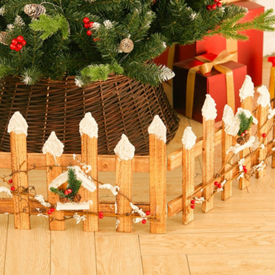 Livingandhome 98cm Mini Wooden Christmas Tree Picket Fence Xmas Tree ...