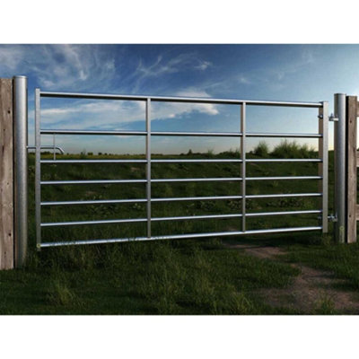 Livingandhome 9ft Galvanized Metal Field Gate Farm Gate | DIY at B&Q