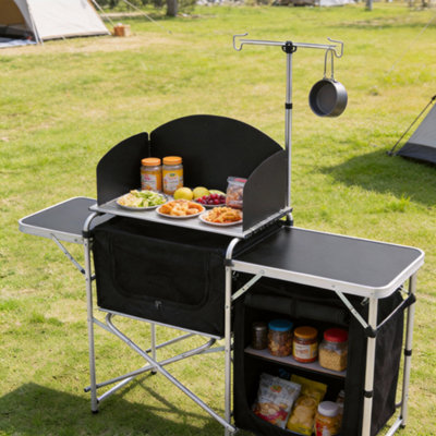 Livingandhome Aluminum Portable Kitchen Camping Table with Storage ...