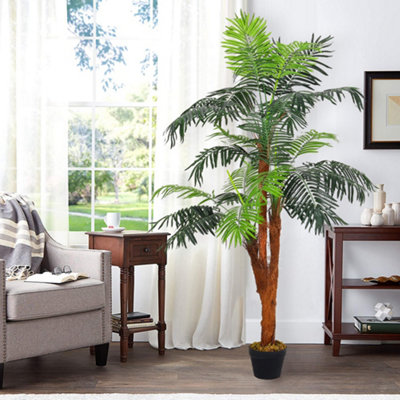 Livingandhome Artificial Palm Tree Fake Plant Indoor Plant in Black ...