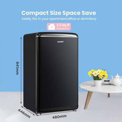 Livingandhome Black 93L Retro Freestanding Fridge with Chiller Box