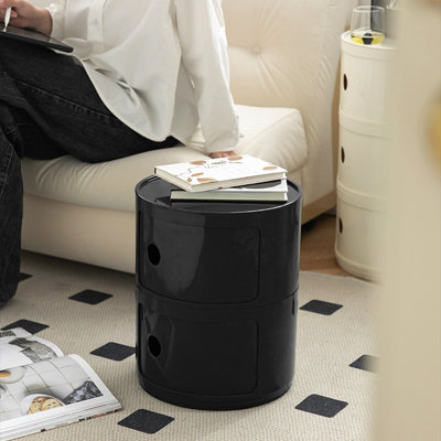Livingandhome Black Cylindrical Multi Tiered Plastic Storage Drawer ...