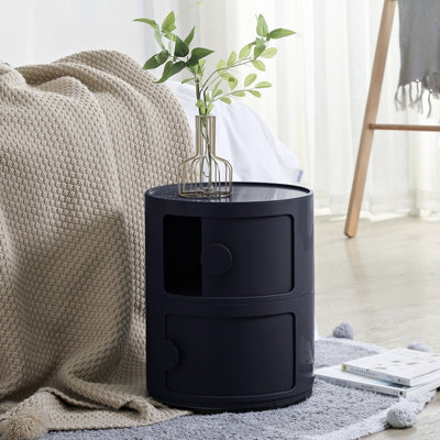 Livingandhome Black Round Multi Tiered Drawer Unit Storage Unit ...