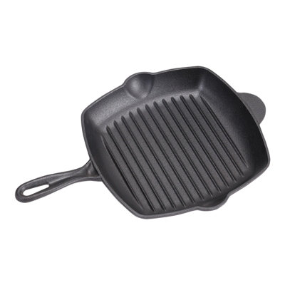 Livingandhome Black Square Cast Iron Kitchen Grill Pan with Pour Spouts ...