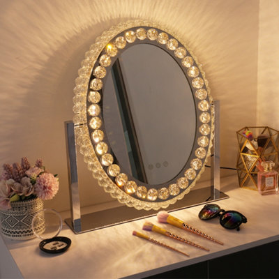 Livingandhome Crystal LED Dimmable Rotatable Hollywood Makeup Mirror ...