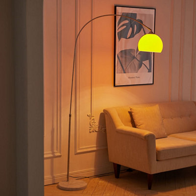 Livingandhome E27 Base Modern Arched Floor Lamp Floor Light with Marble ...