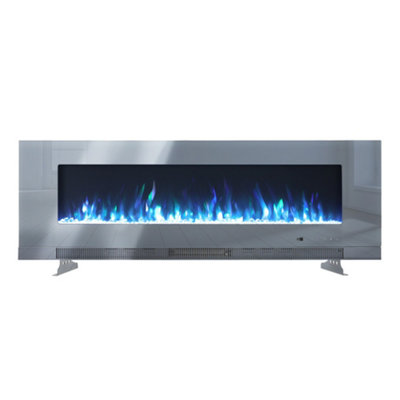 Livingandhome Grey Electric Fire Wall Mounted Wall Inset or ...