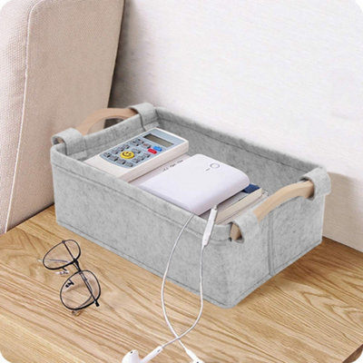 Livingandhome Grey Faux Felt Folding Desk Organizer Storage Box W 330 ...