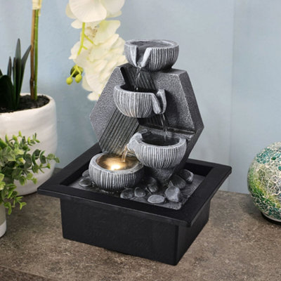 Livingandhome Grey LED Lighted Electricity Garden Fountain Resin Water ...
