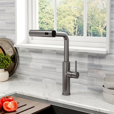 Livingandhome Grey Retractable Pulldown Kitchen Mixer Tap Faucet | DIY ...