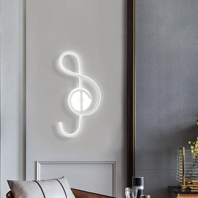 Livingandhome LED Music Note Wall Mount Light Fixture in White Light