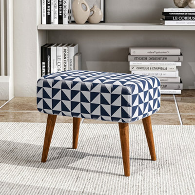 Livingandhome Mid Century Patterned Linen Upholstered Footstool with ...