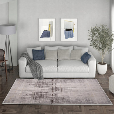 Livingandhome Modern Beige Rectangle Distressed Area Rugs Soft Pile ...