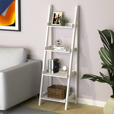 Livingandhome Modern Wooden 4-Tier Ladder Shelf Plants Stand Bookcase ...