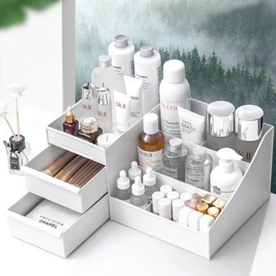 Livingandhome Multi Compartments Portable Plastic Tabletop Cosmetic ...