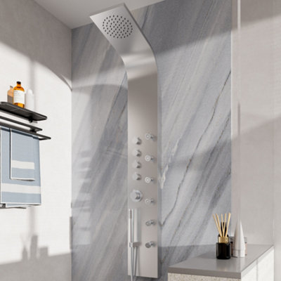 Livingandhome Multi-Functional Shower Panel Thermostatic Mixer Shower ...