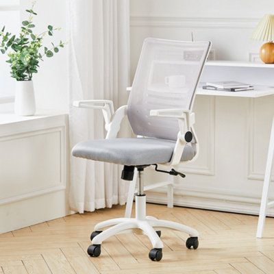 Livingandhome Office Grey Desk Mesh Swivel Chair Computer Ergonomic ...
