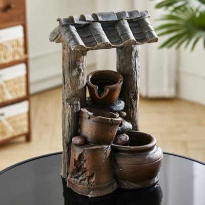 Livingandhome Outdoor Creative Clay Pot Electric Water Feature Fountain ...